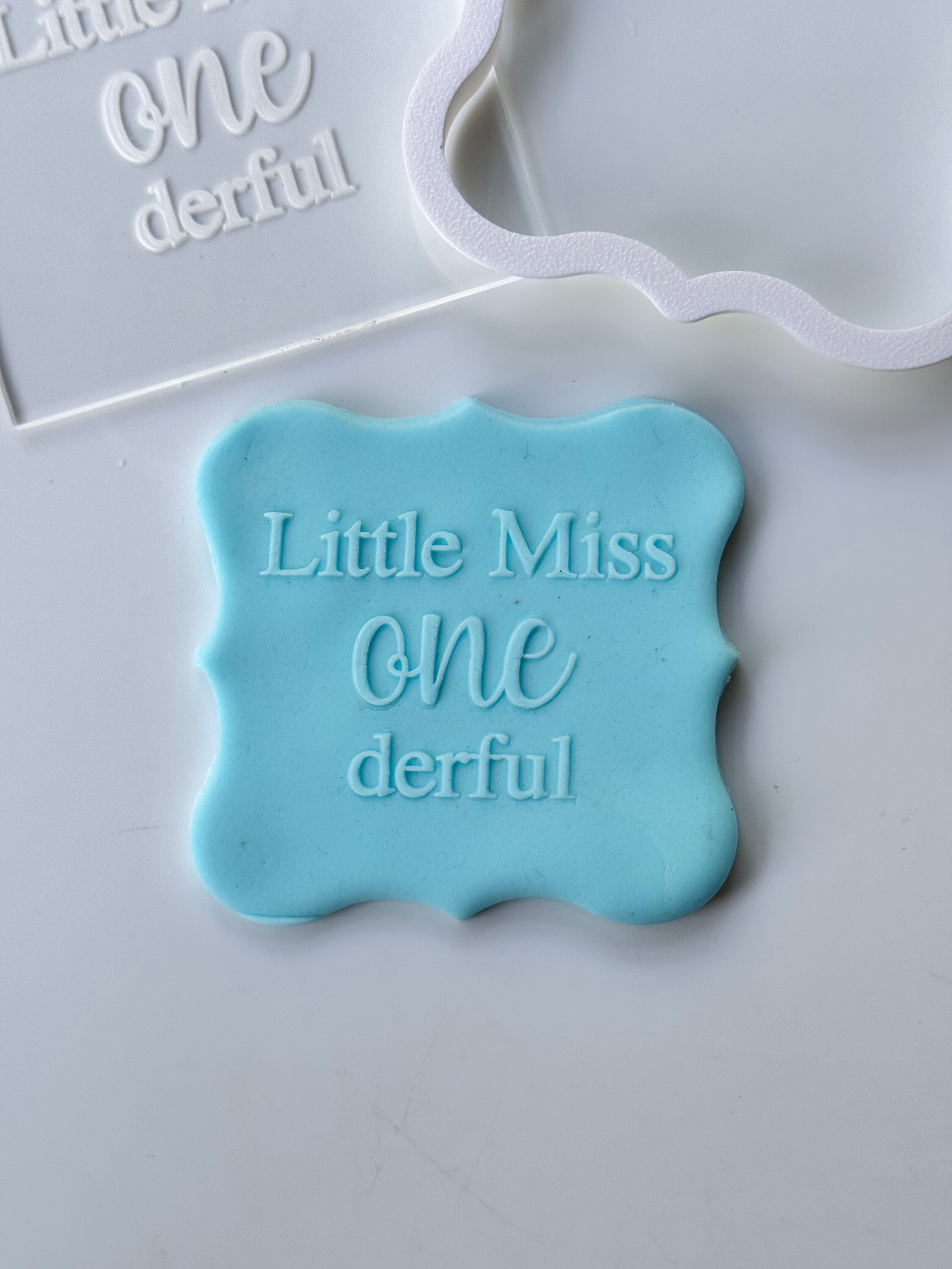 Little miss One Derful - deboss + cutter- MEG cookie cutters